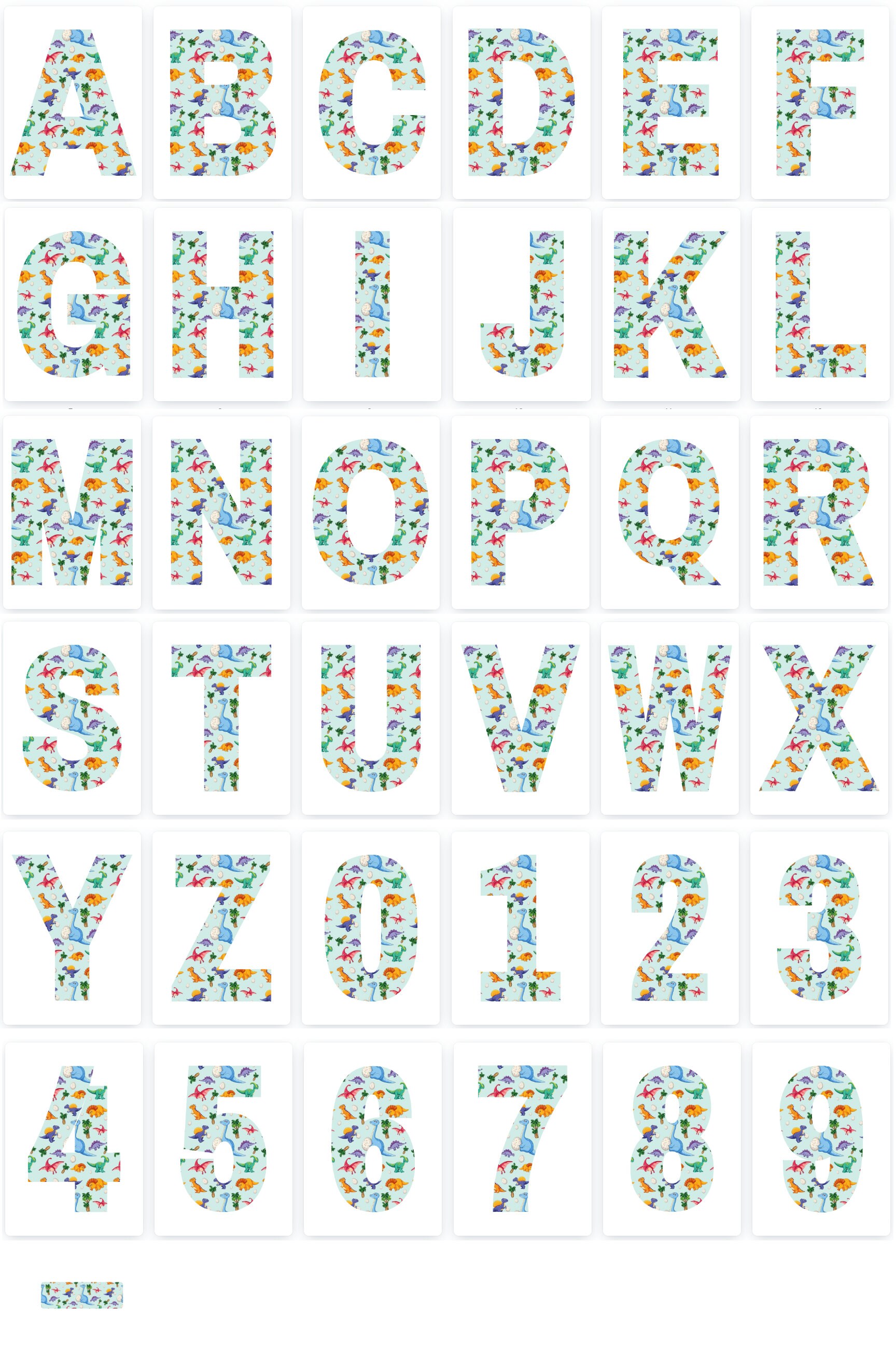 Printable Dinosaur-themed Alphabet Letters & Numbers for Party ...