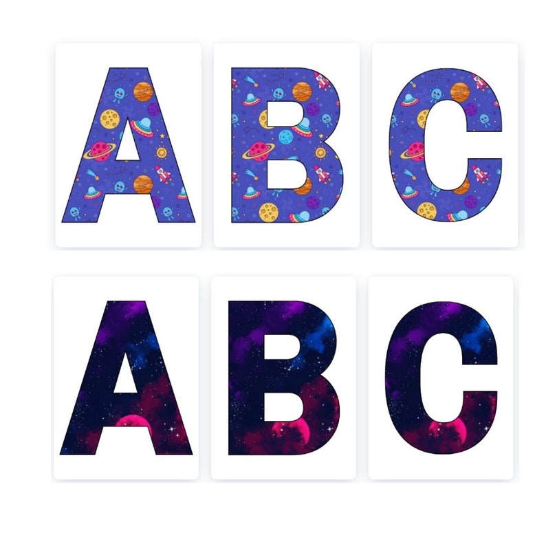 Printable Space Themed Alphabet Letters & Numbers for Party Decorations ...