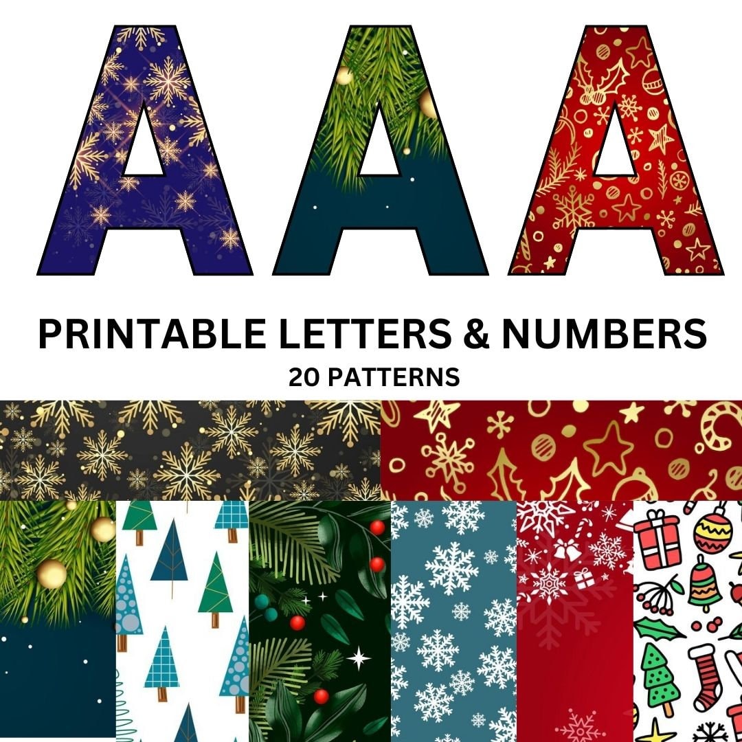 Printable Christmas Themed Alphabet Letters & Numbers for Party ...