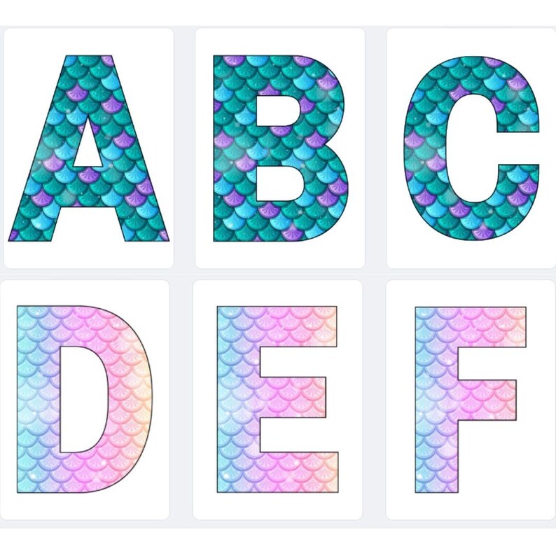 Printable Unicorn and Mermaid Themed Alphabet Letters & Numbers for ...