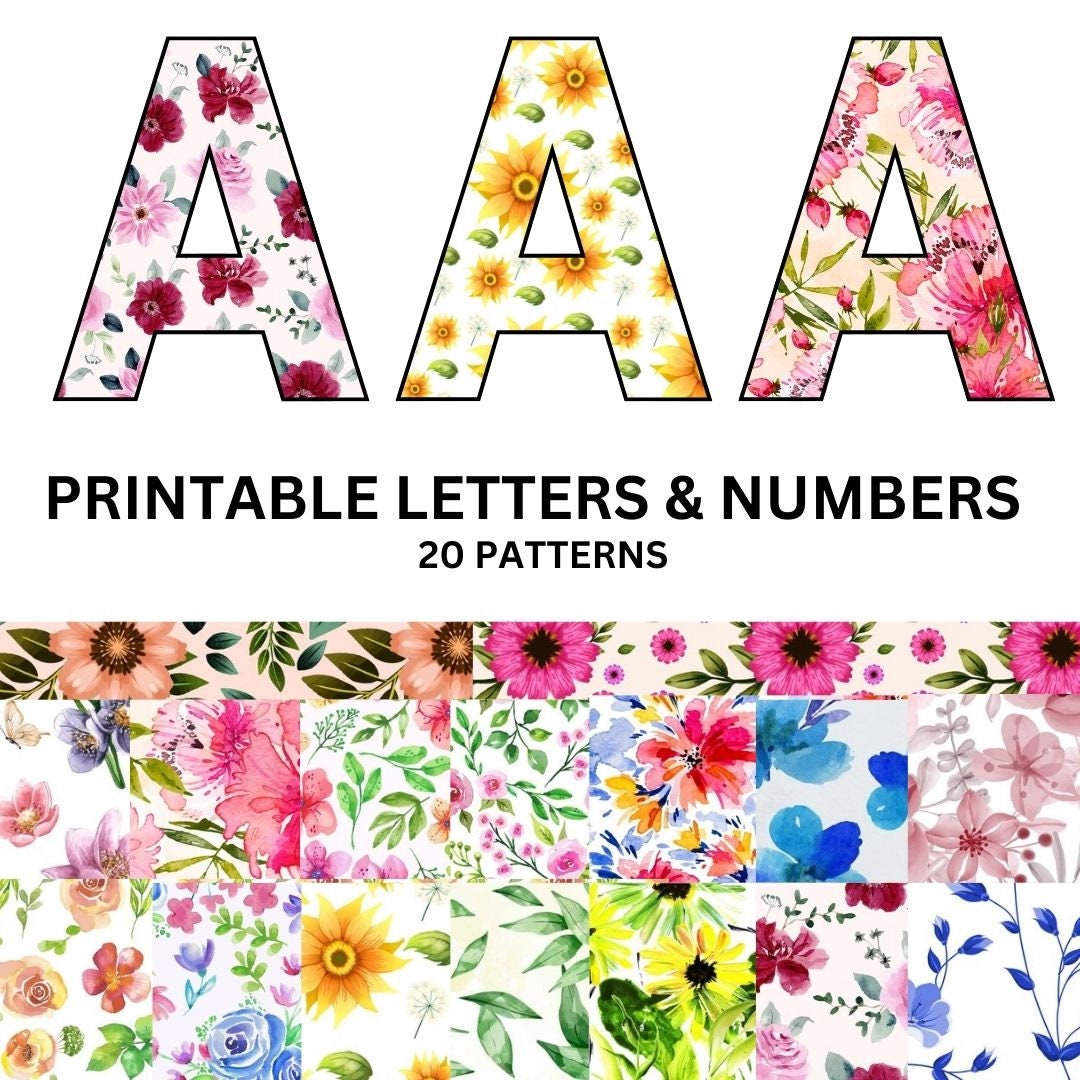 Printable Flowers Themed Alphabet Letters & Numbers for Party ...