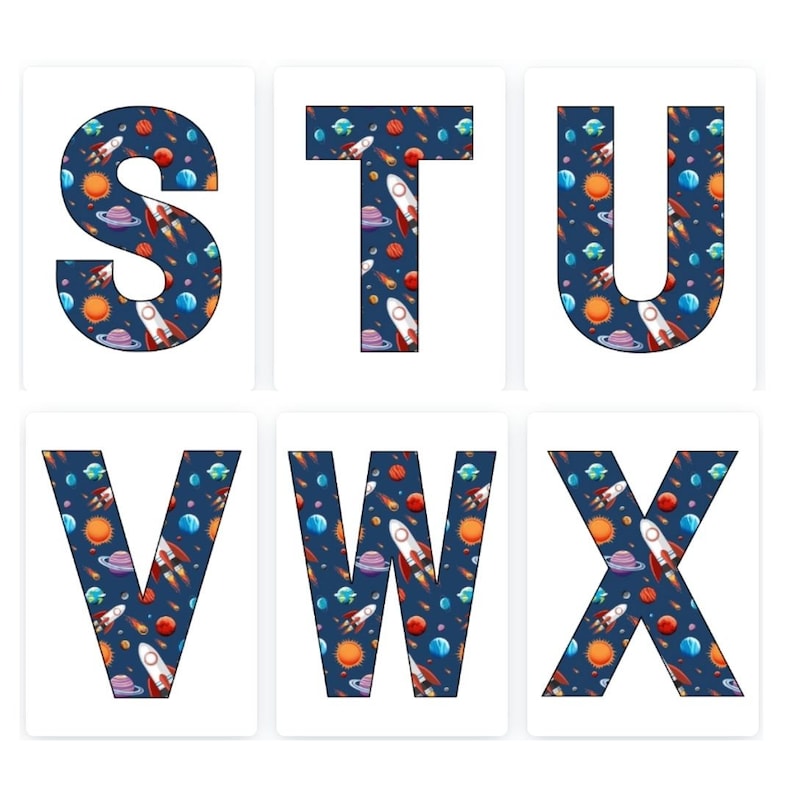 Printable Space Themed Alphabet Letters & Numbers for Party Decorations ...