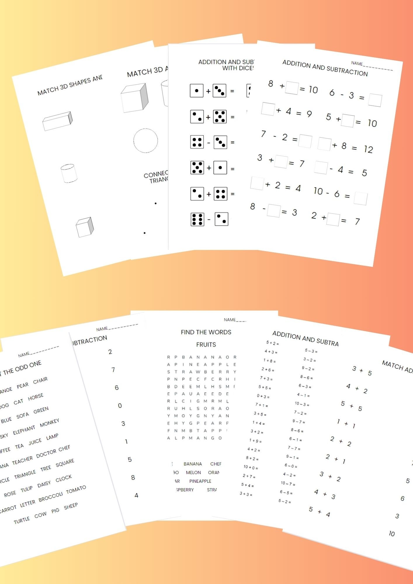 Printable Preschool Learning Worksheets. 50 Pages. Worksheet Bundle ...