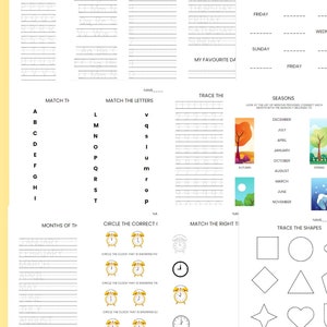 Printable Preschool Learning Worksheets. 50 Pages. Worksheet Bundle ...