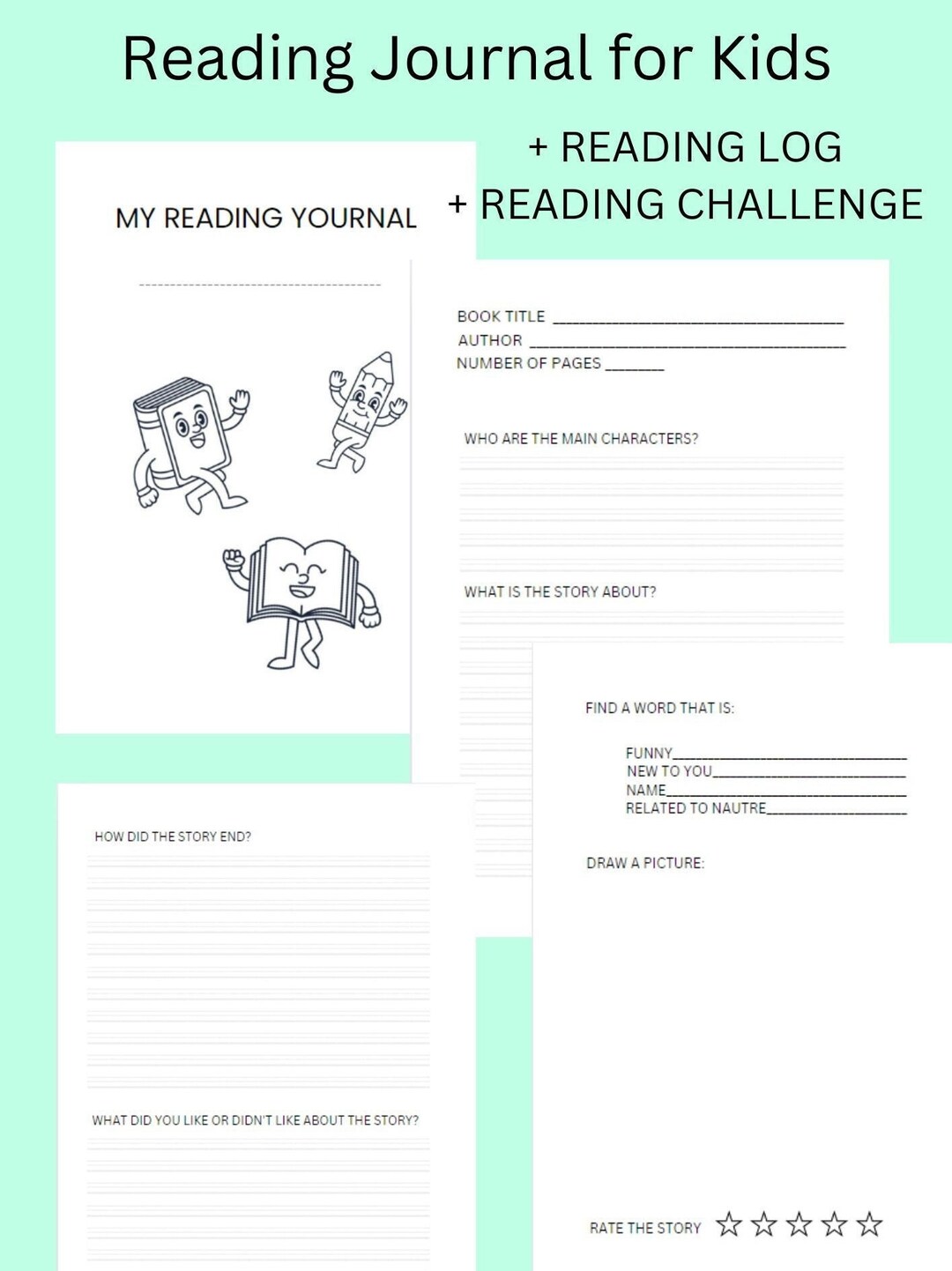 Printable Summer Reading Journal for Kids. Book Review. Printable ...