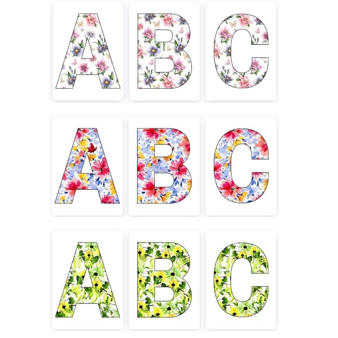 Printable Flowers Themed Alphabet Letters & Numbers for Party ...