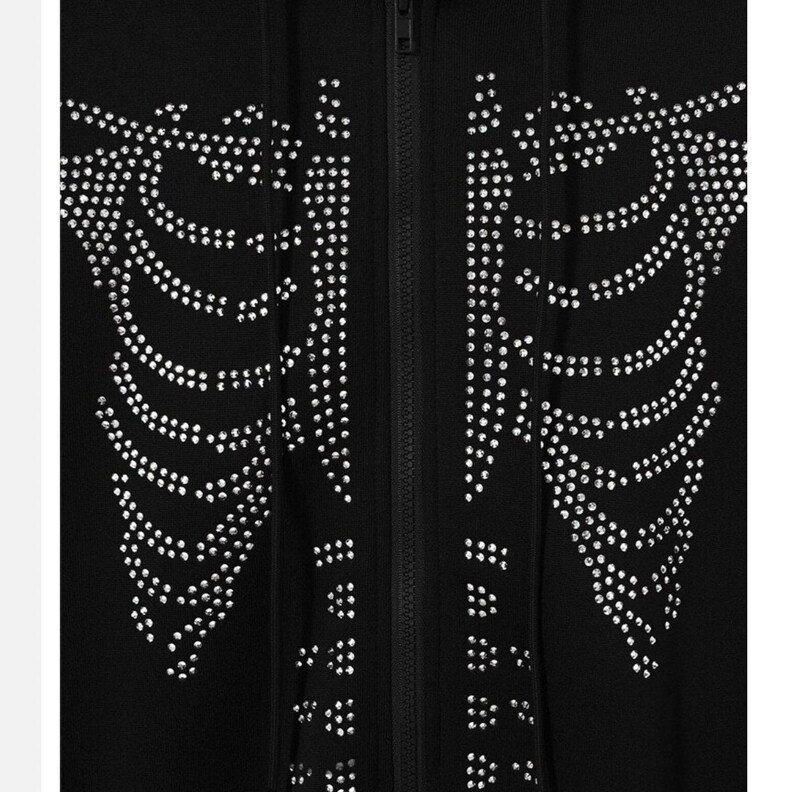 Skeleton Zip up Hoodie Rhinestone Y2K for Women Skeleton - Etsy