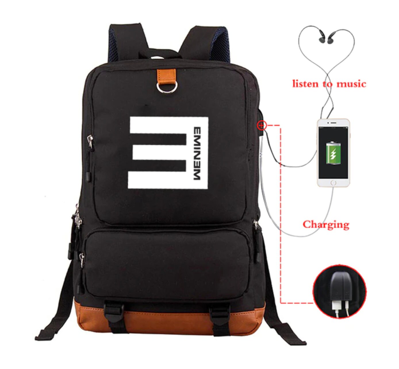 Eminem Backpack Eminem Glowing Laptop Bag Teenager USB - Etsy