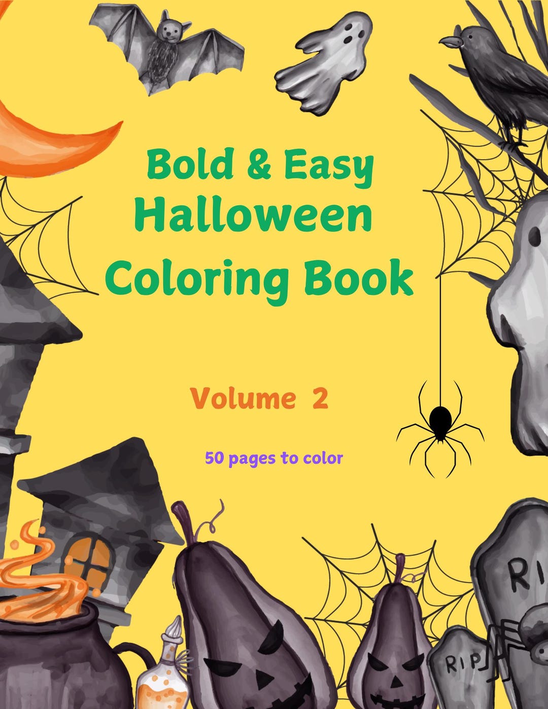 Bold & Easy Halloween Coloring Book Volume 2 - Etsy