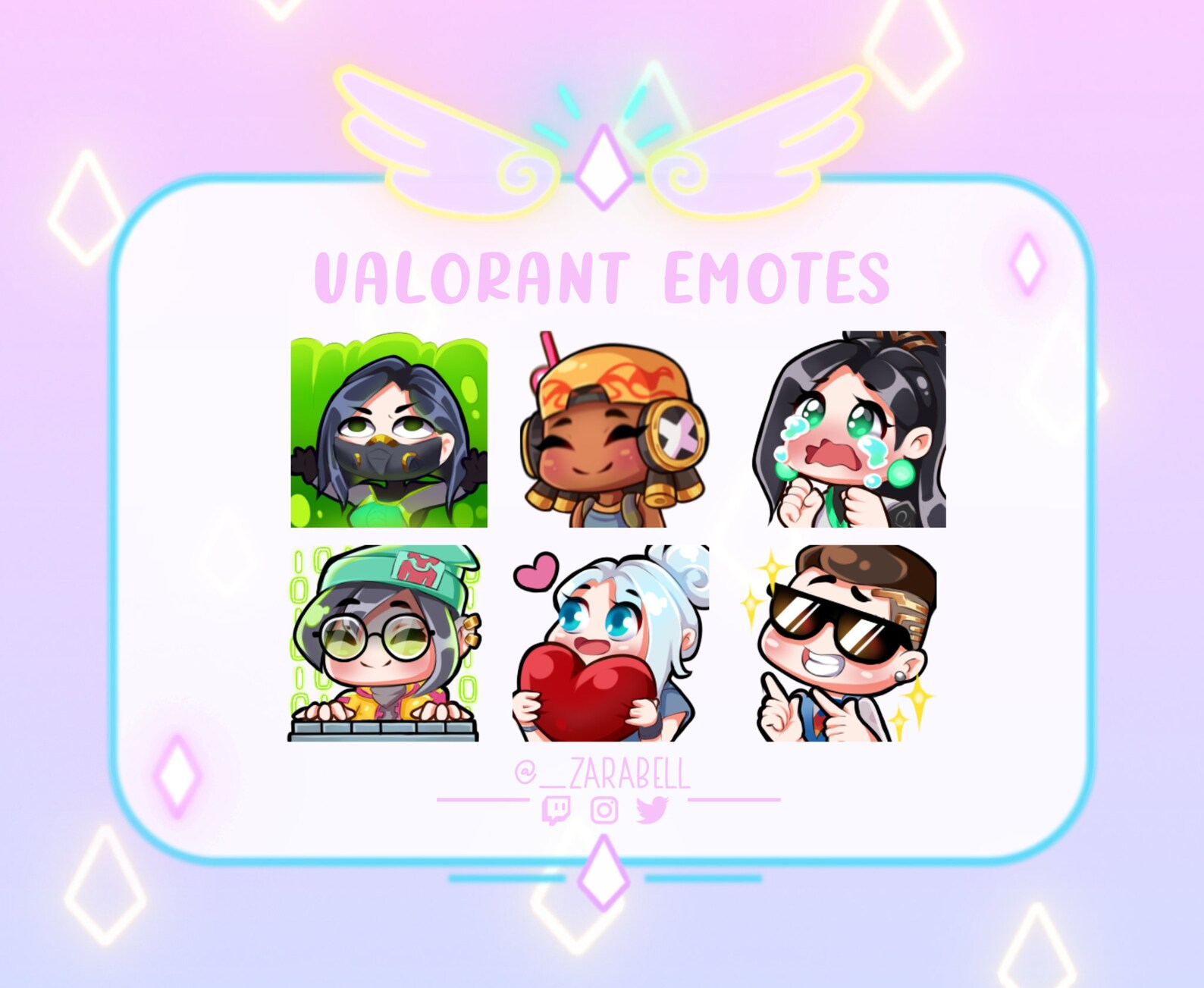 Cute Valorant Emotes Pack 1 Animated Emote Twitch - Etsy