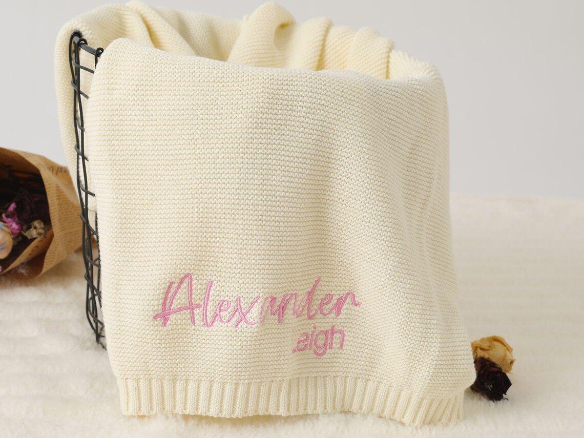 Custom Baby Name Blanket, Personalized Name Blanket, Embroidered Name ...