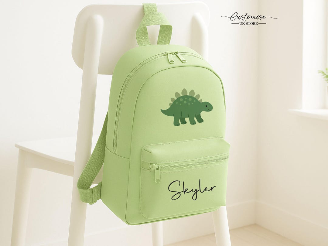 Personalised Name Dinosaur Backpacks, Cute Dino Rucksack for Kids, Boys ...