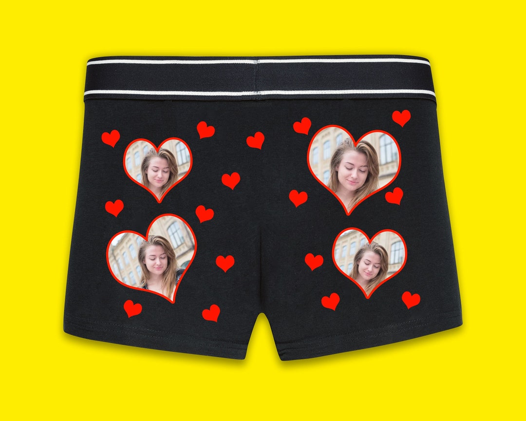 Boyfriend Valentine Boxer, Custom Photo Love Hearts Printed Men Shorts ...