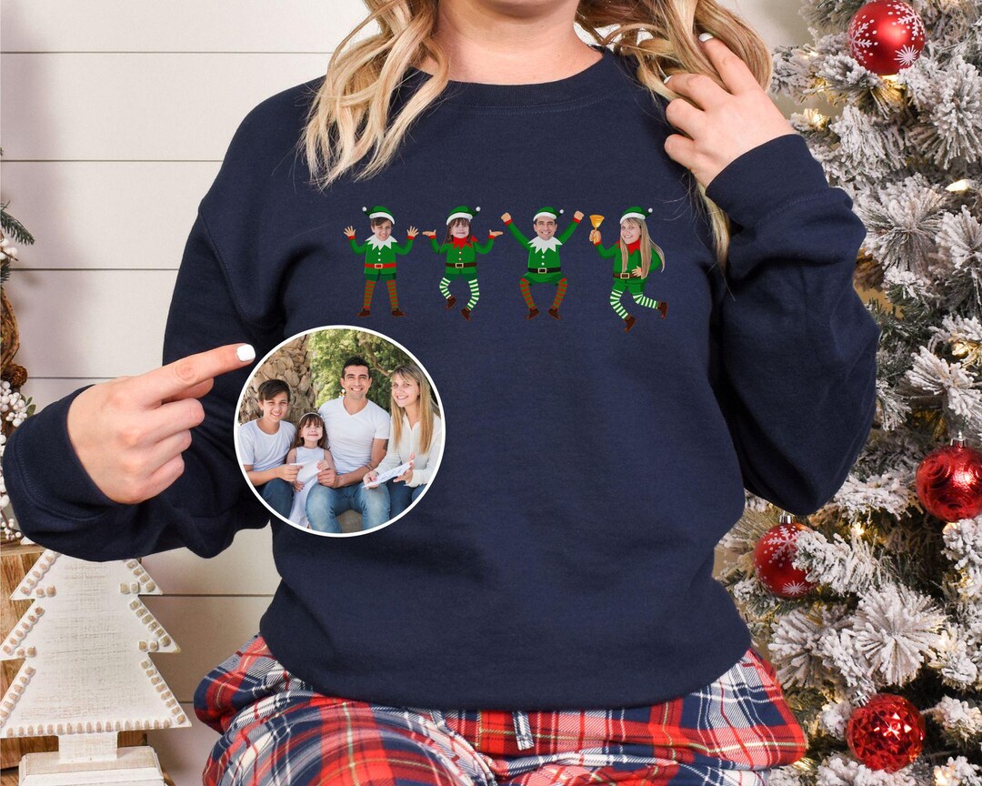 Personalised Family Christmas Elf Photo Jumpers, Funny Family Christmas ...