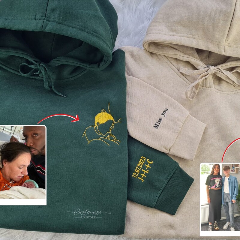 Embroidered Hoodie - Etsy UK