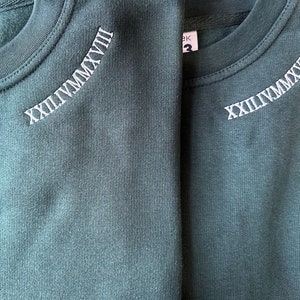 Embroidered Roman Numeral Crewneck Jumper, Custom Matching Date ...