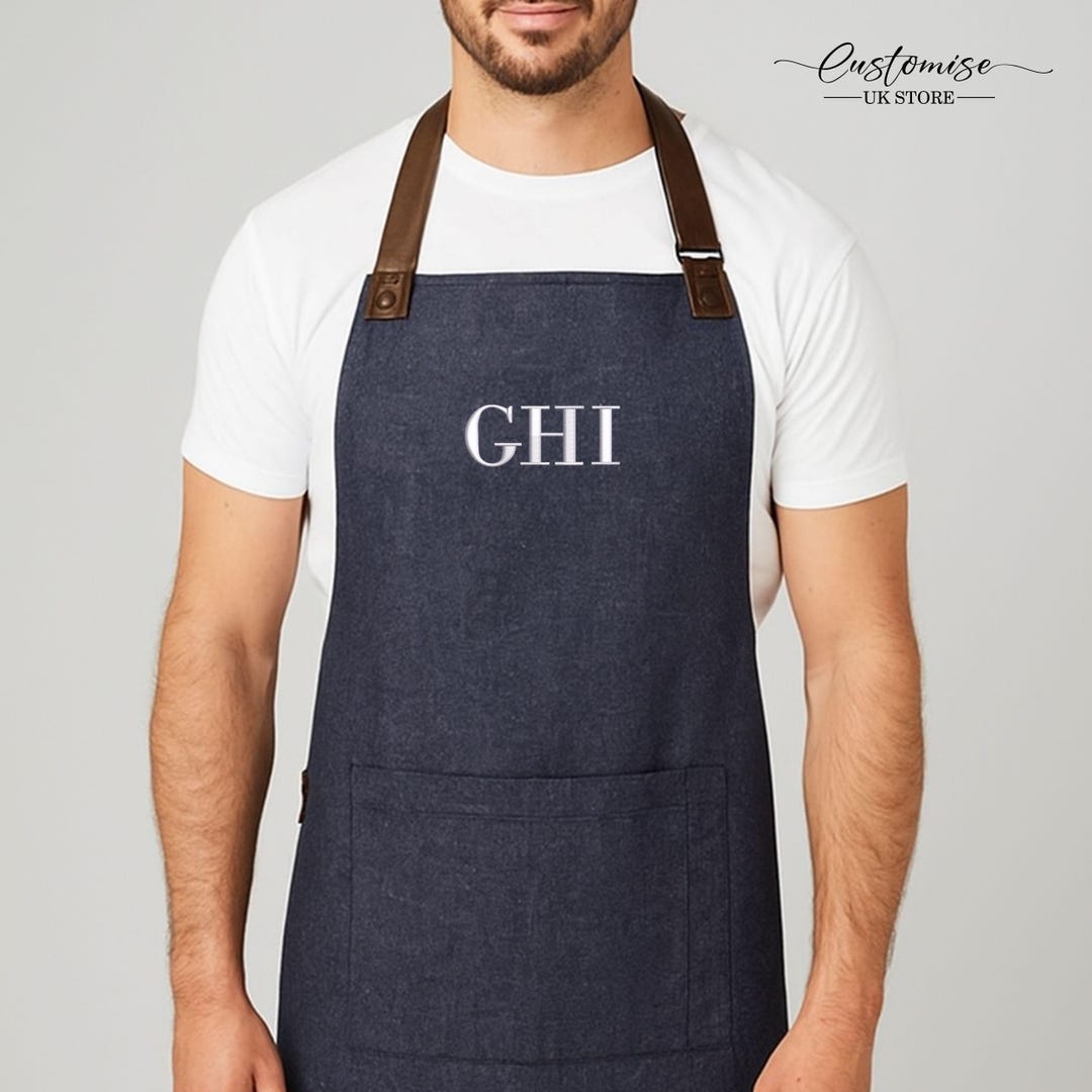 Embroidered Monogrammed Aprons, Personalised Name Kitchen Apron, Custom ...