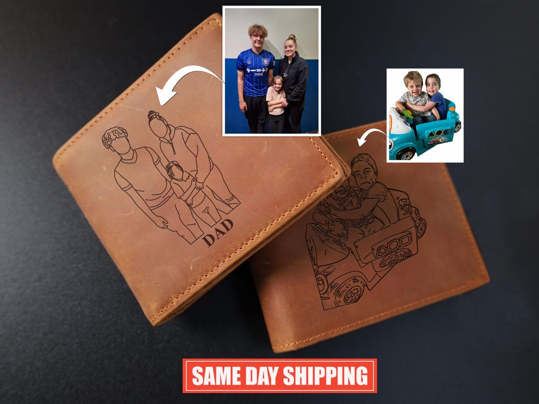 Personalised Engraved Portrait Photo Wallets, Couple Photo Leather ...