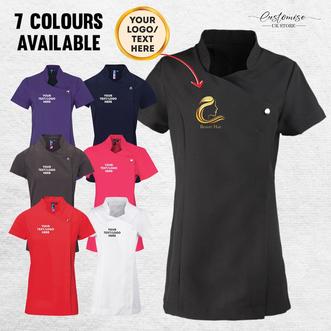 Customised Beauty Tunics, Personalised Logo/text Spa Ladies Printed ...