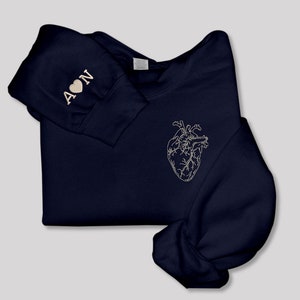 Couple Matching Heart Hoodie, Anniversary Gift for Him, Embroidered ...