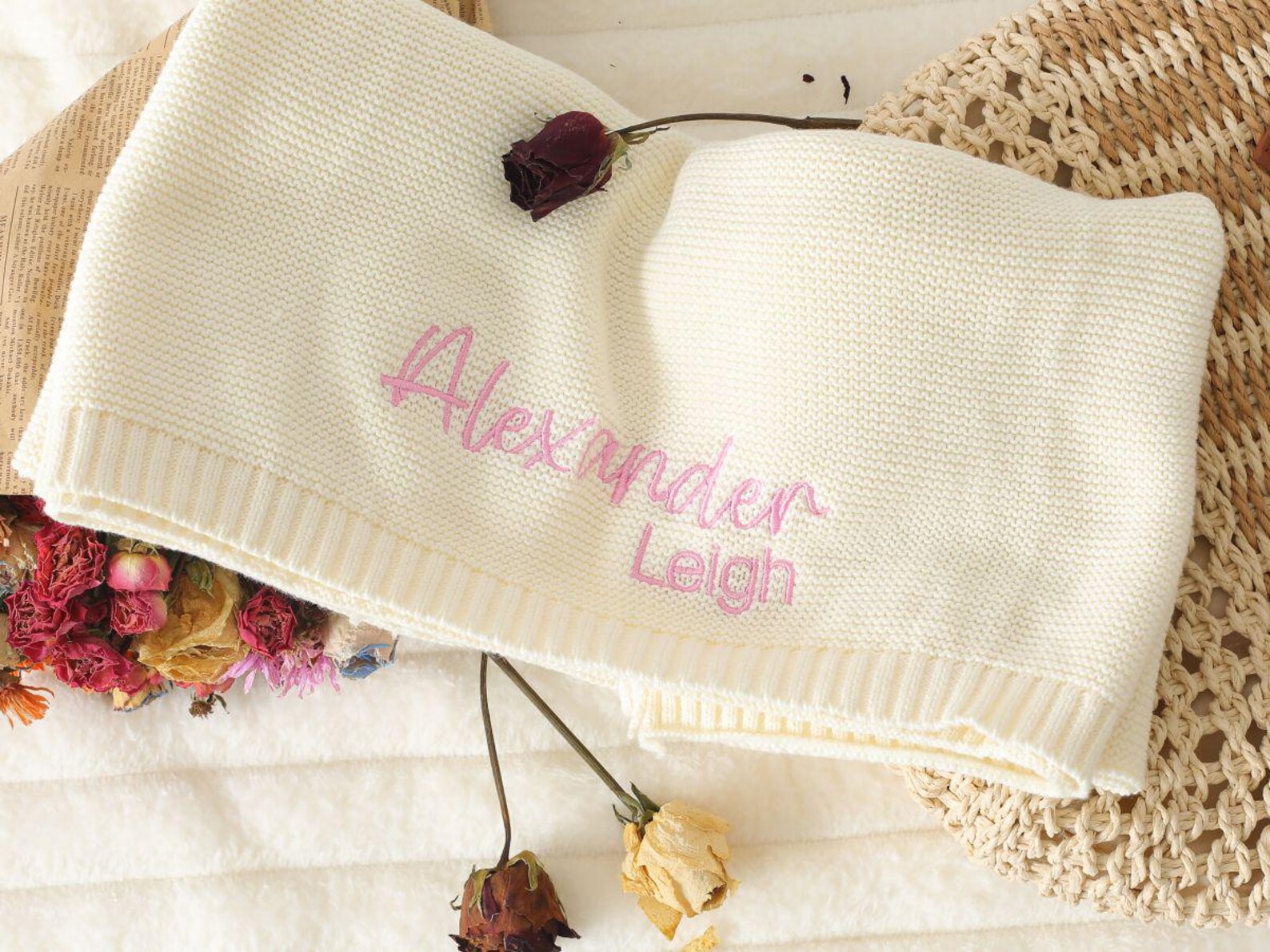 Custom Baby Name Blanket, Personalized Name Blanket, Embroidered Name ...