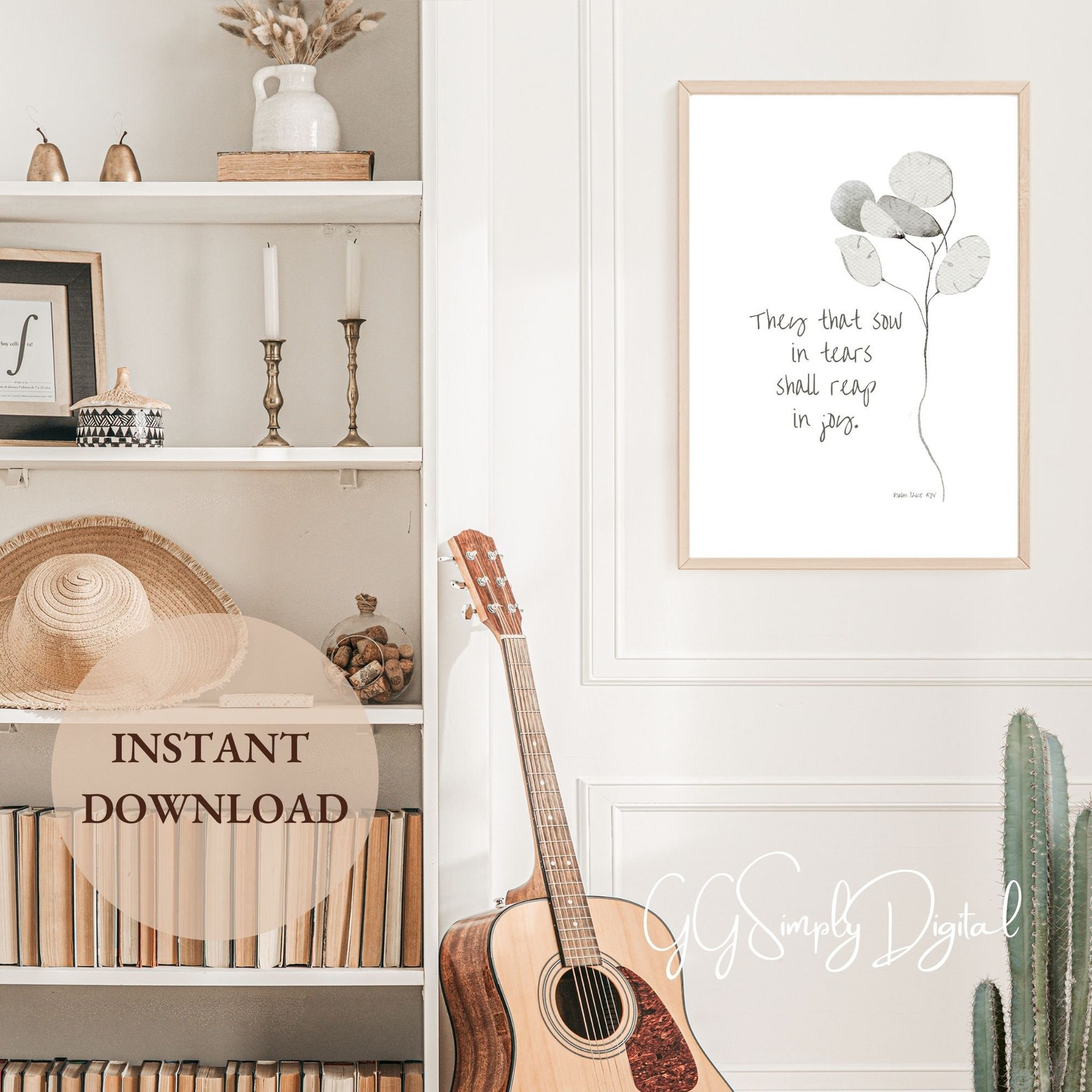 Scripture Printable Wall Art, Psalm 126:5 KJV, Watercolor Neutral Print ...