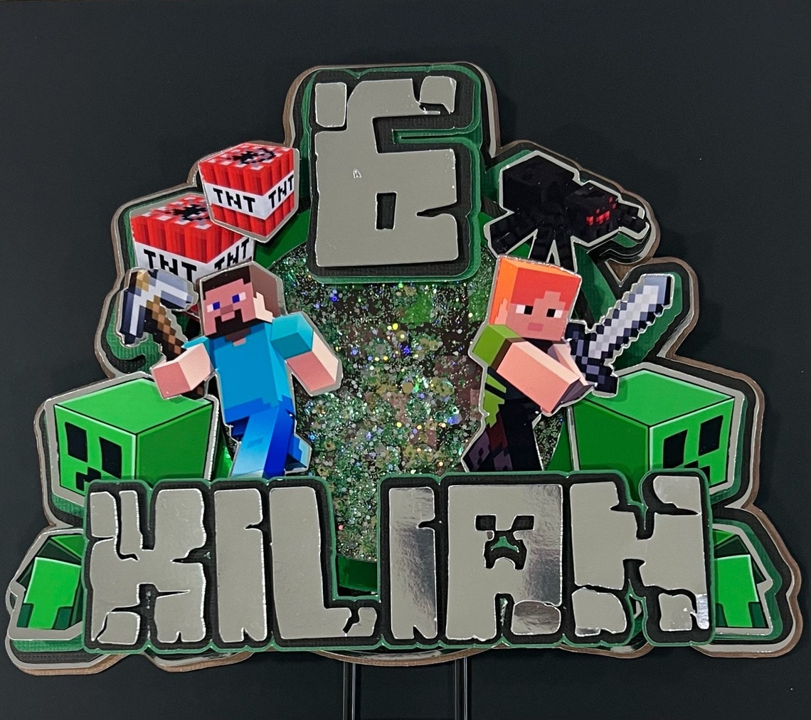 Minecraft 3D Cake Shaker LED LIGHT Topper - Etsy