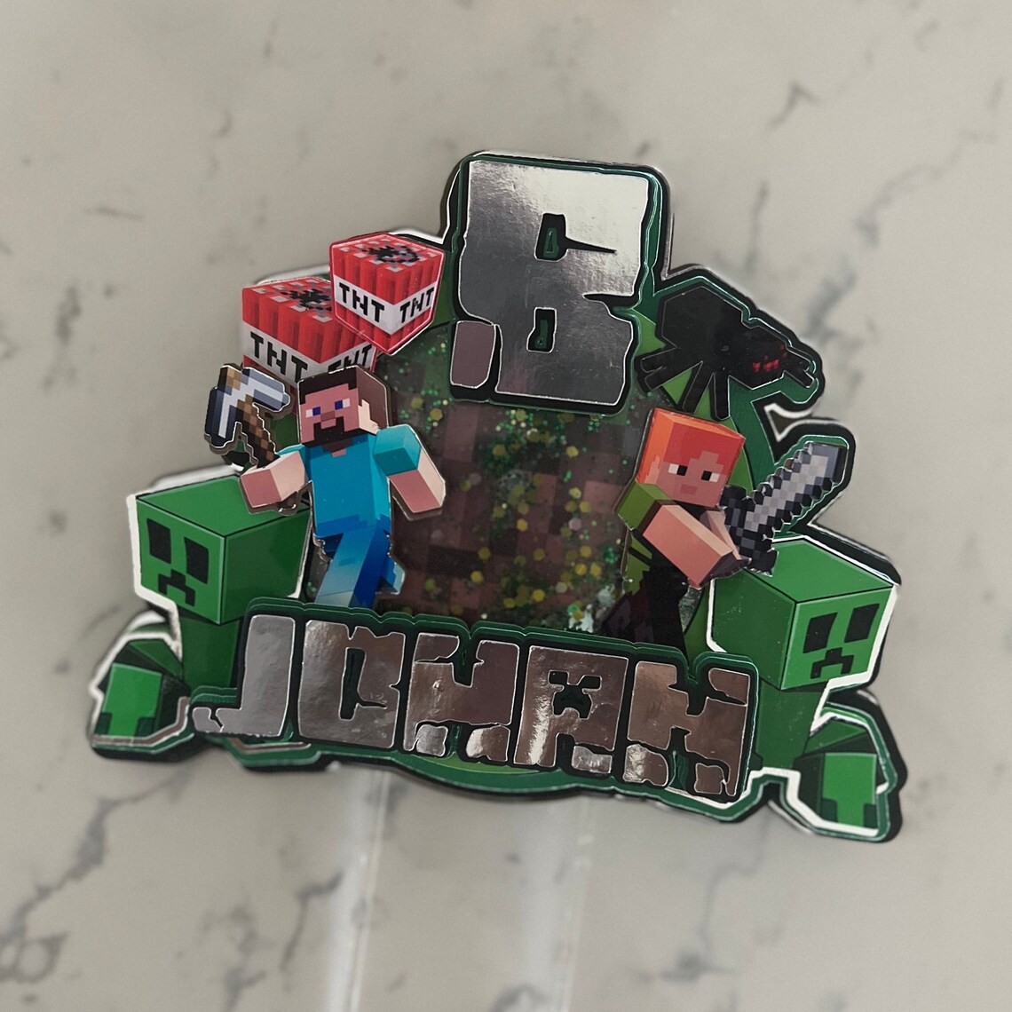 Minecraft 3D Cake Shaker LED LIGHT Topper - Etsy