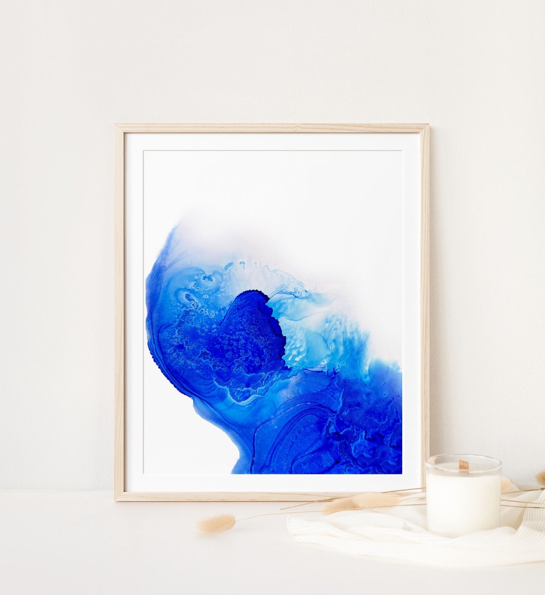 Blue Wave Abstract Art Print, Alcohol Ink Painting Print, Blue Wall Art ...