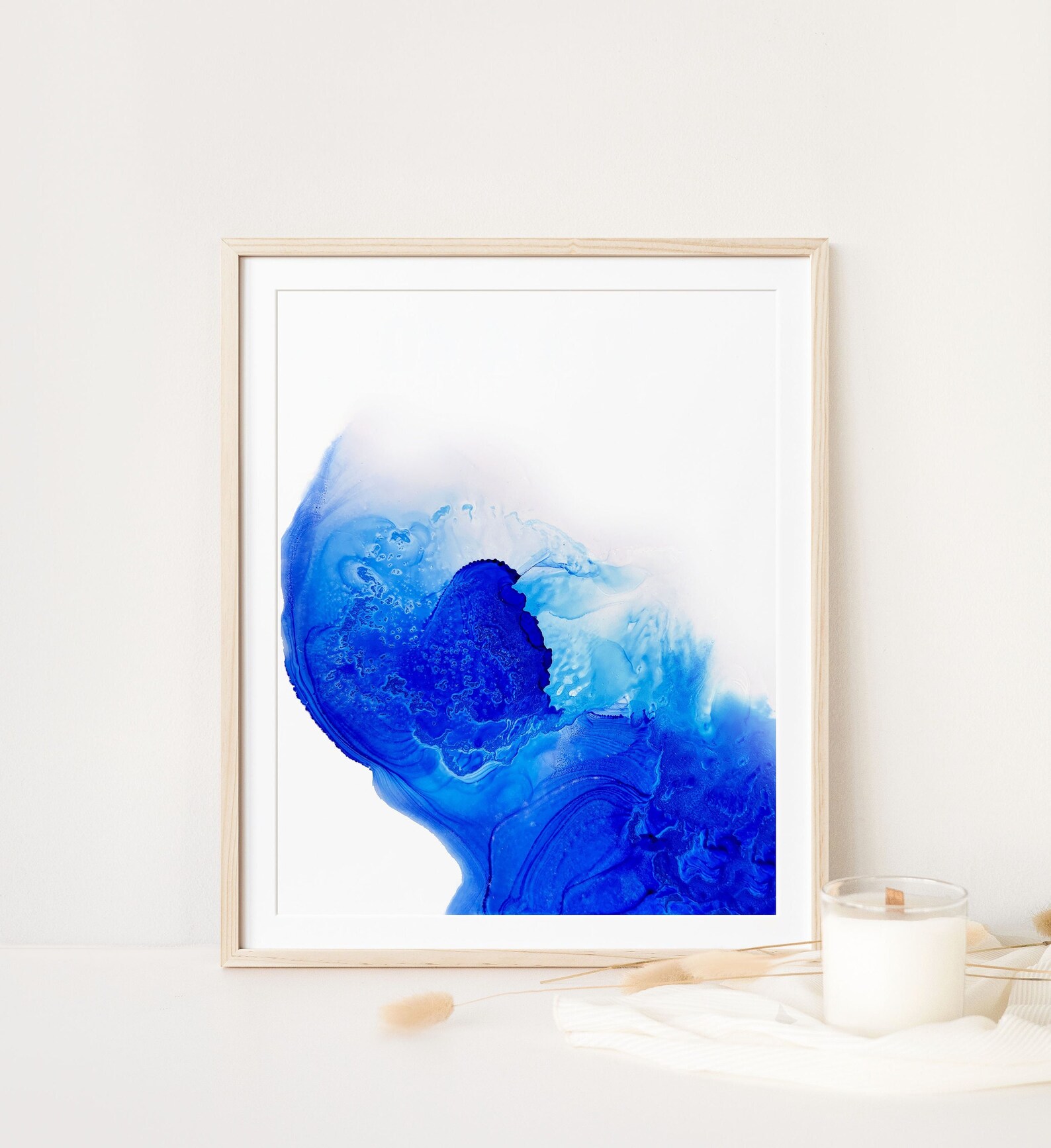 Blue Wave Abstract Art Print, Alcohol Ink Painting Print, Blue Wall Art ...