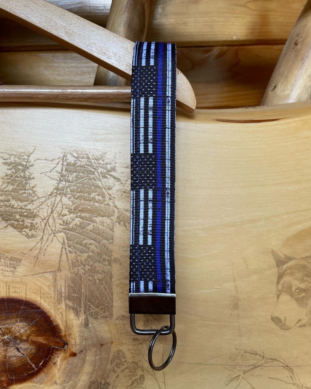 Thin Blue Line Keychain - Etsy