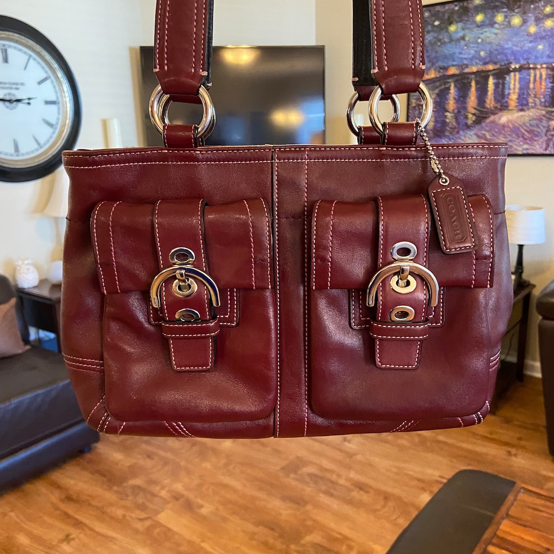 Genuine Vintage Coach Red Leather Handbag - Etsy