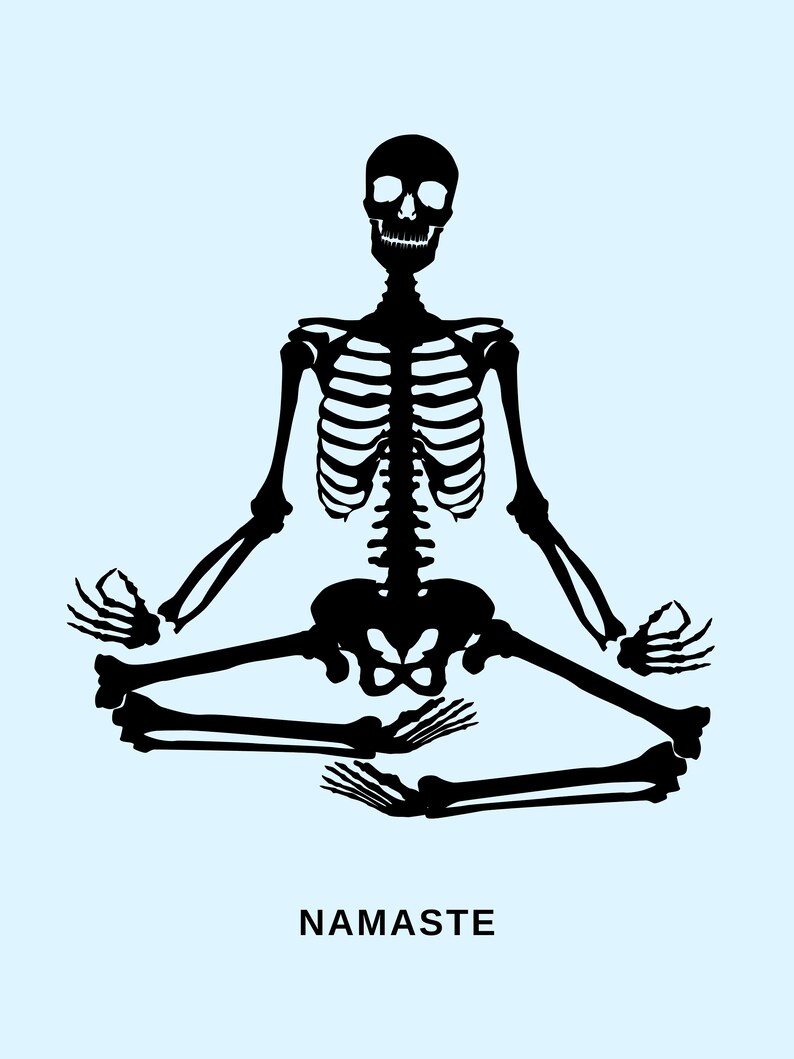 Skeleton Yoga Namaste Wall Art light Blue - Etsy