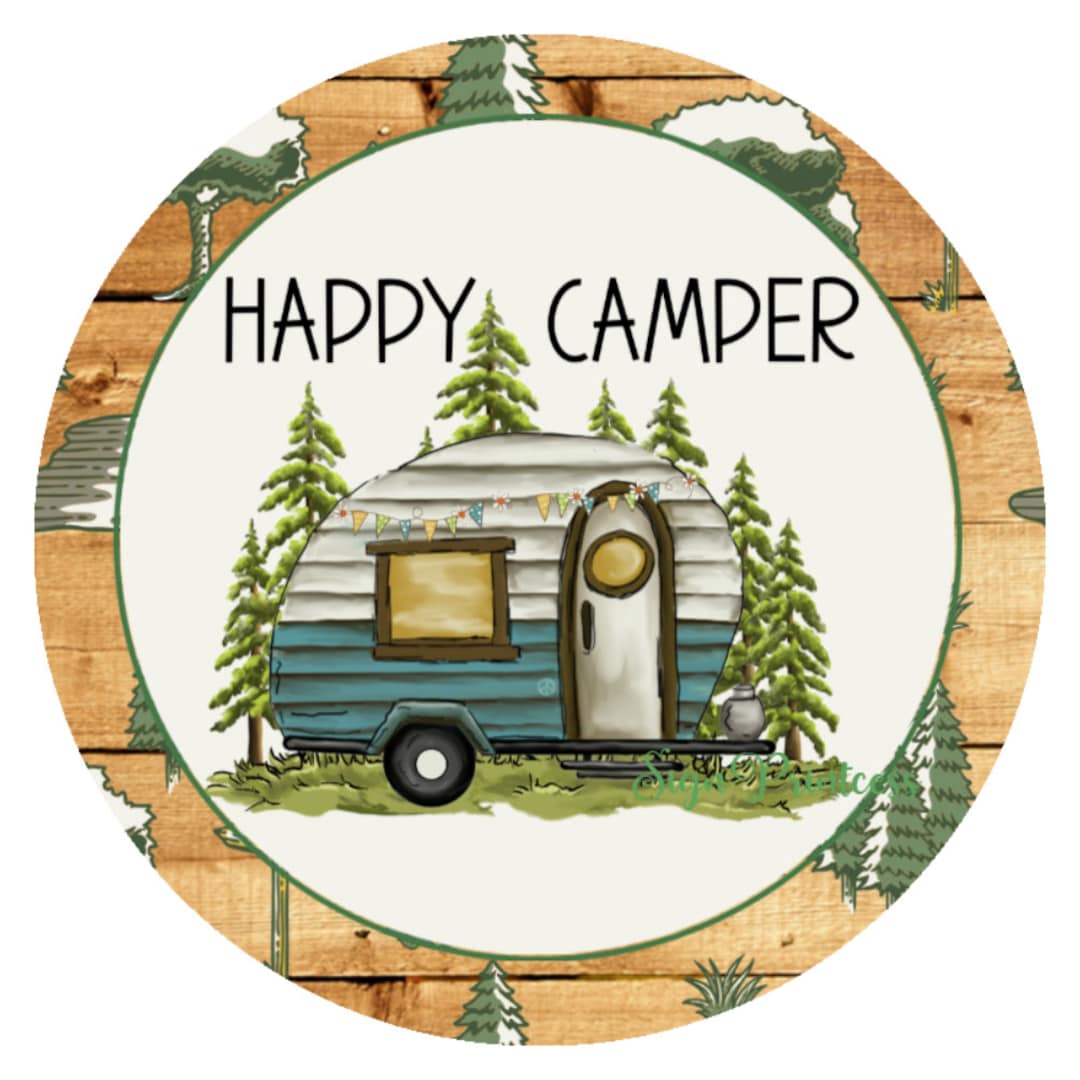 Happy Camper Sign, Camper Sign, RV Sign, Lake House Sign, Metal Wreath ...