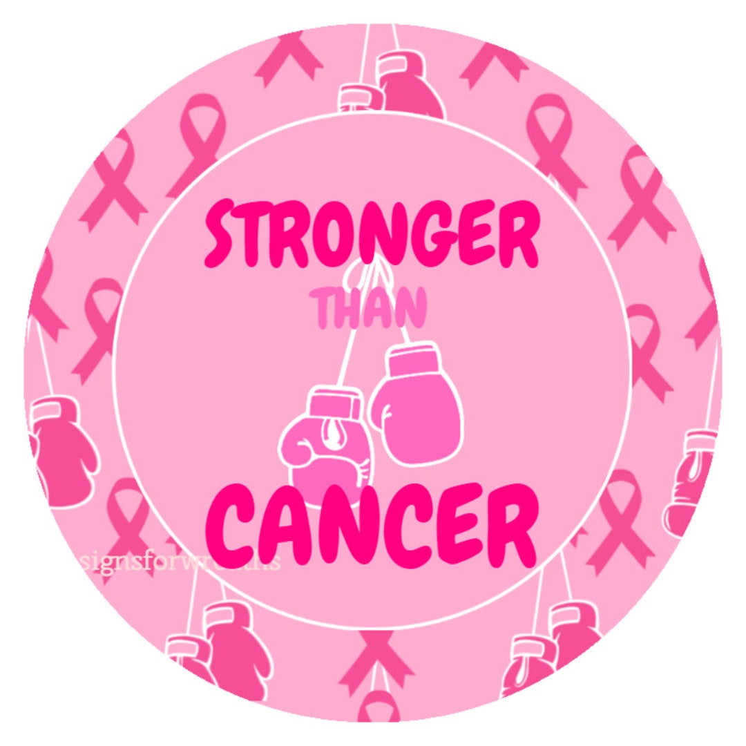 Breast Cancer Awareness Sign, Stronger Than Cancer Sign, Metal Wreath ...