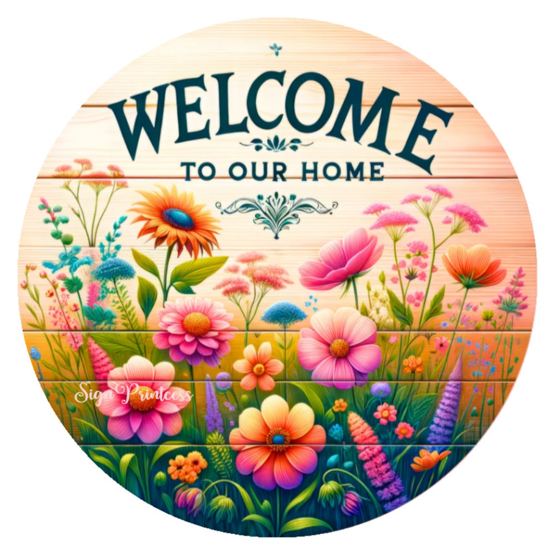 Welcome to Our Home Sign, Metal Wreath Sign, Spring Welcome Sign ...
