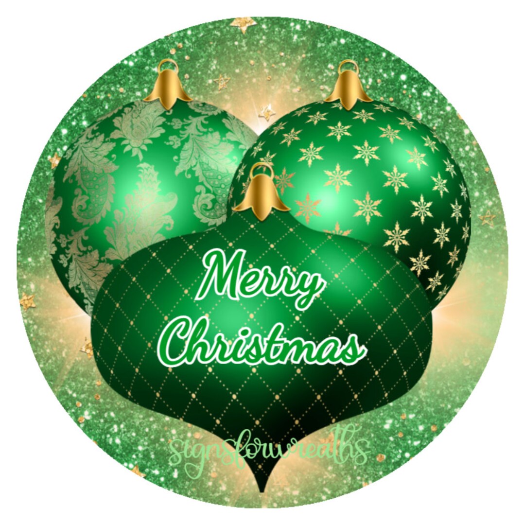 Merry Christmas Sign, Christmas Wreath Sign, Green and Gold Christmas ...