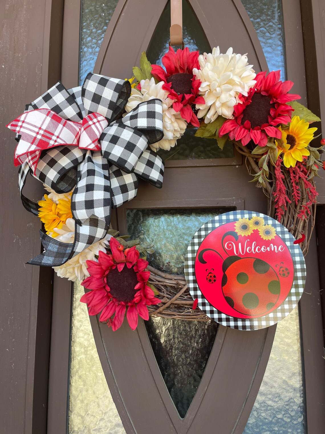 Ladybug Sign Spring Sign Metal Wreath Sign Ladybug Welcome - Etsy