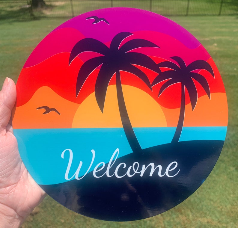 Welcome Sign Sign Metal Wreath Sign Summer Welcome Sign - Etsy