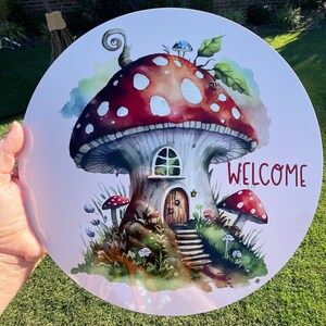 Mushroom Sign, Metal Wreath Sign, Mushroom Wreath Sign, Mushroom Door ...