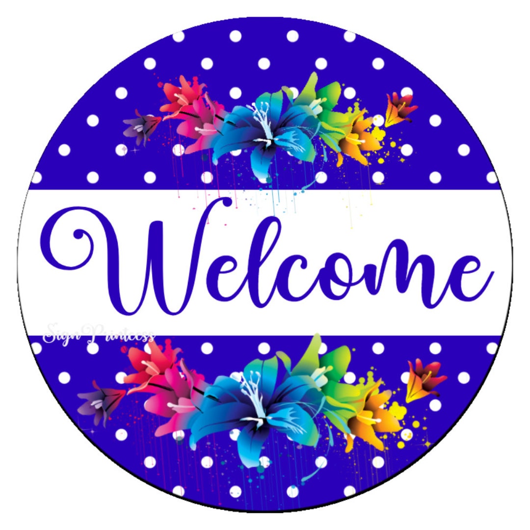 Royal Blue Welcome Sign, Metal Wreath Sign, Blue Welcome Sign, Royal ...