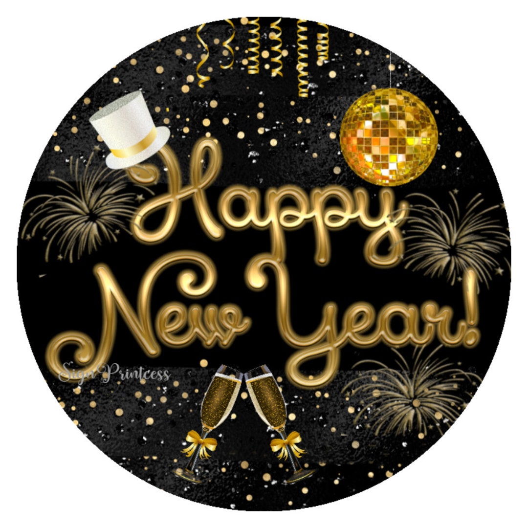 Happy New Year Sign, Metal Wreath Sign - Etsy