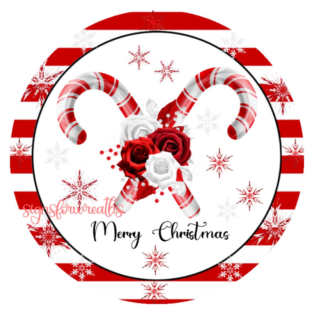 Candy Cane Sign, Metal Wreath Sign, Christmas Sign for Wreaths, Old ...