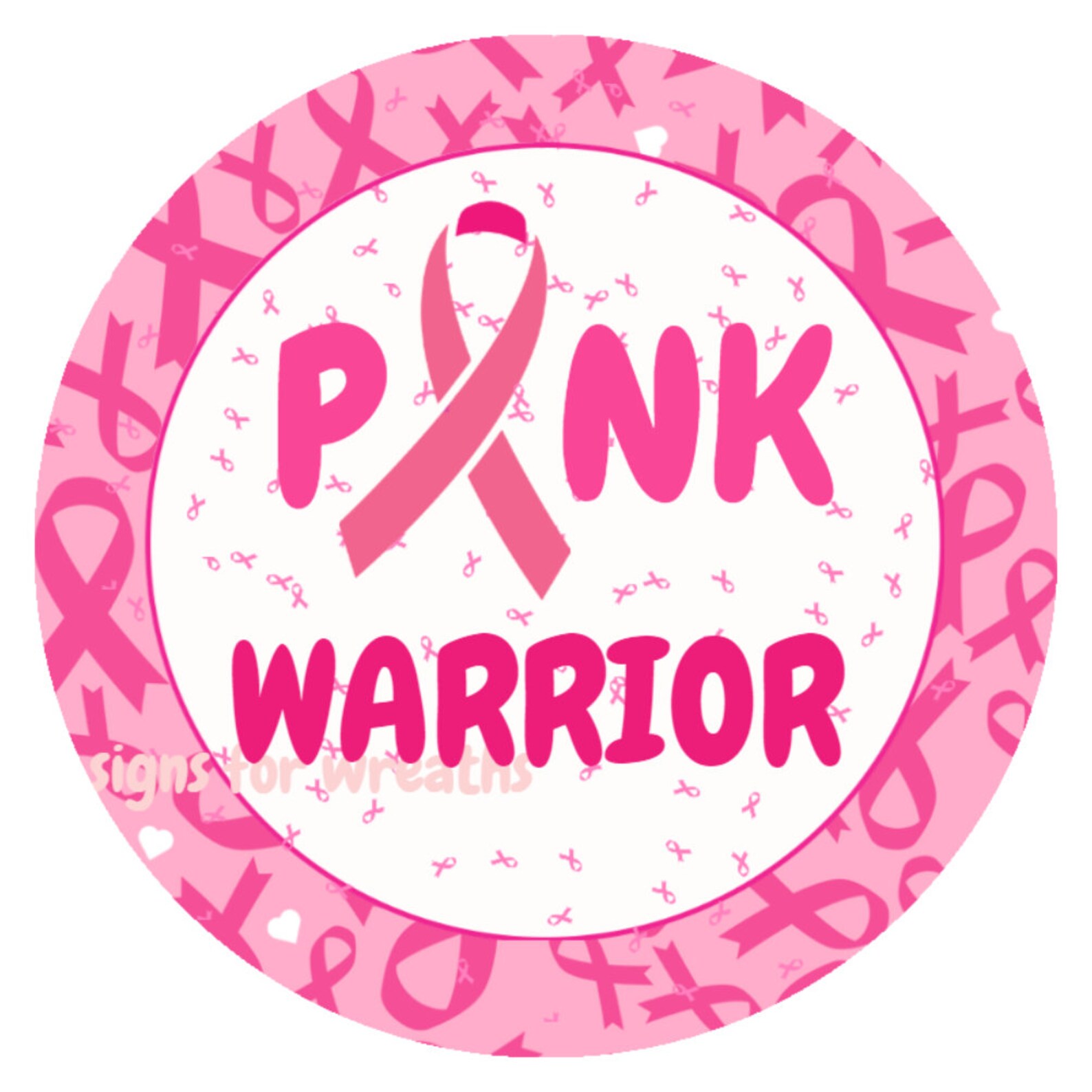 Breast Cancer Awareness Sign, Stronger Than Cancer Sign, Metal Wreath ...