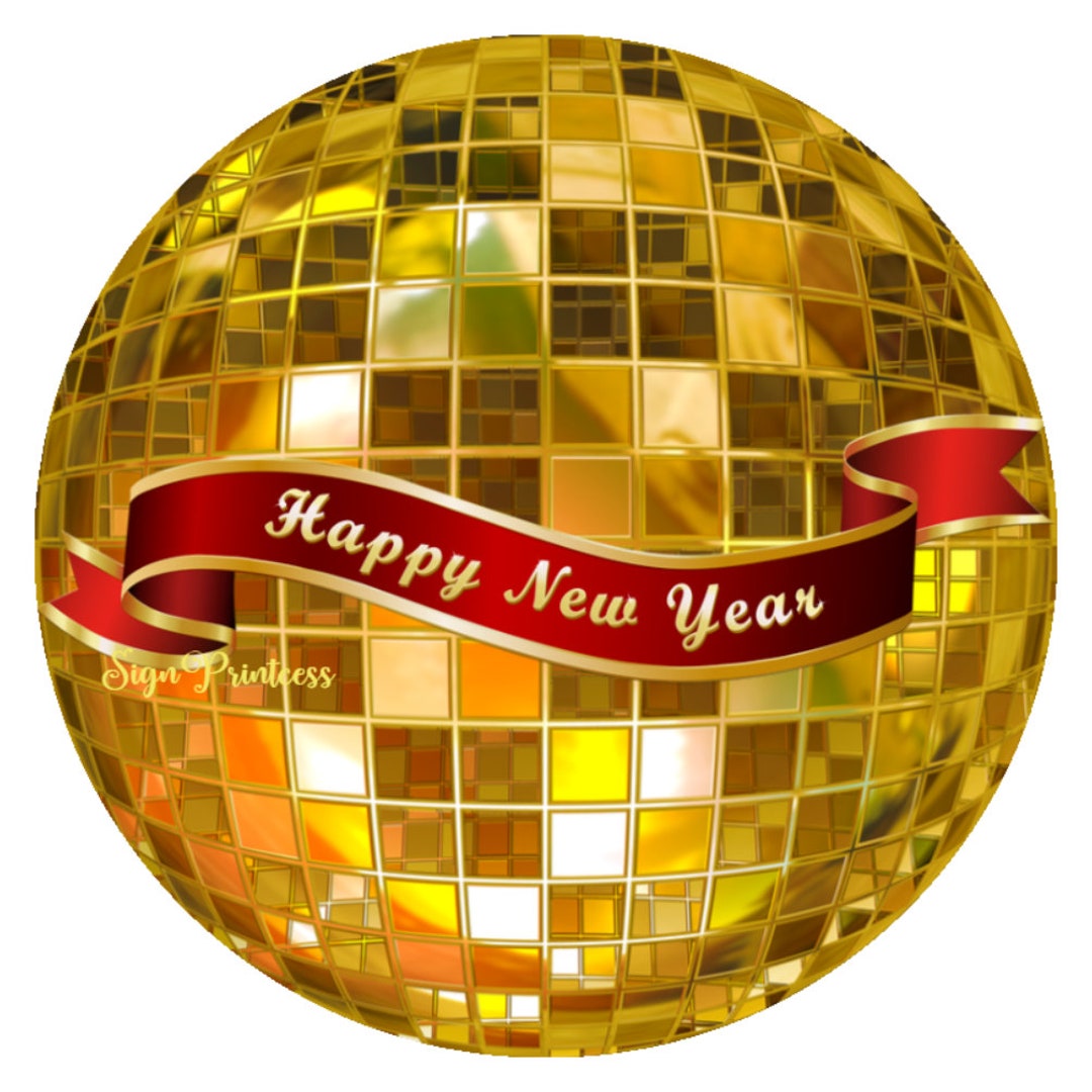 Happy New Year Sign, Metal Wreath Sign, Mirrored Ball Sign - Etsy