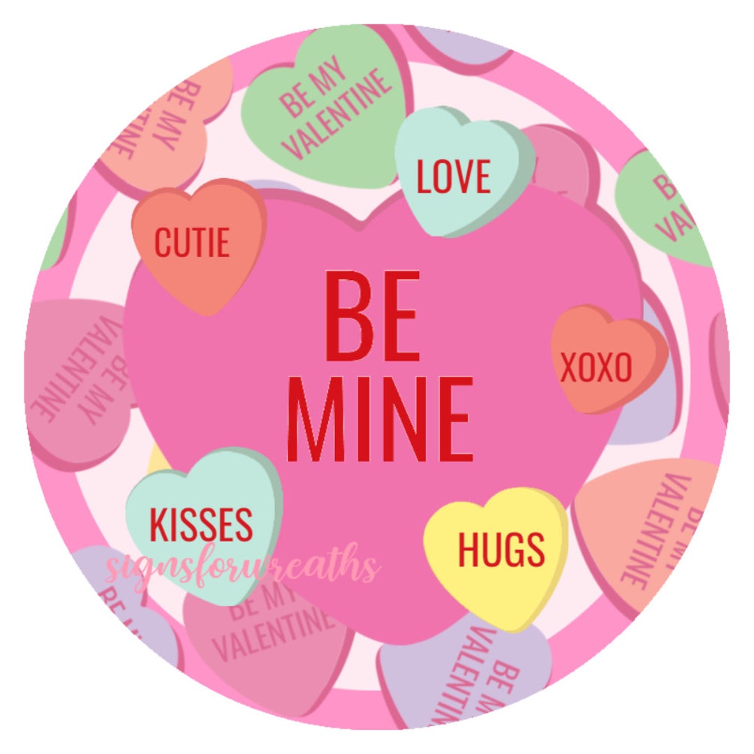 Happy Valentine's Day Sign, Metal Wreath Sign, Conversation Heart Sign ...