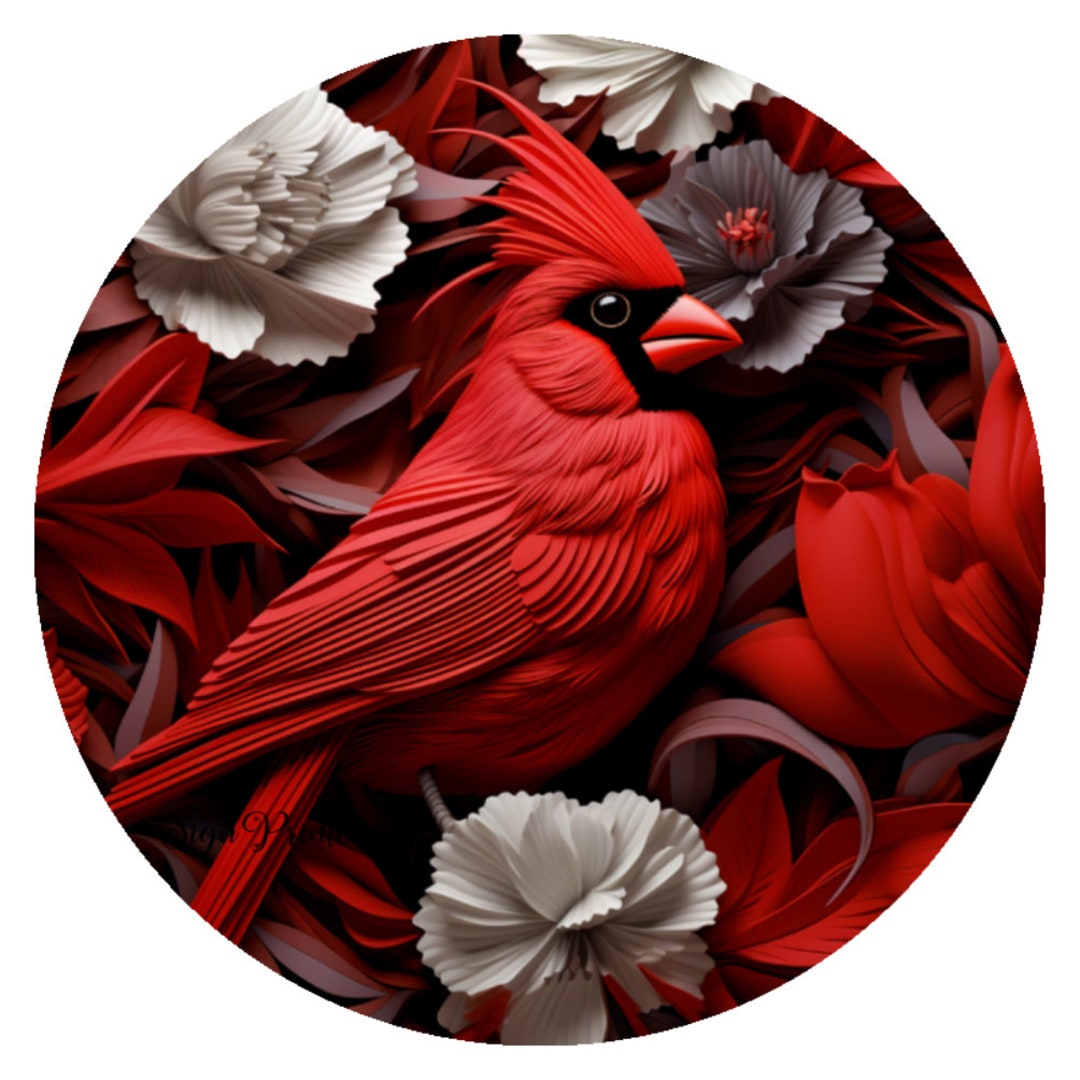 Cardinal Sign, Metal Wreath Sign, Christmas Sign for Wreaths, Cardinal ...