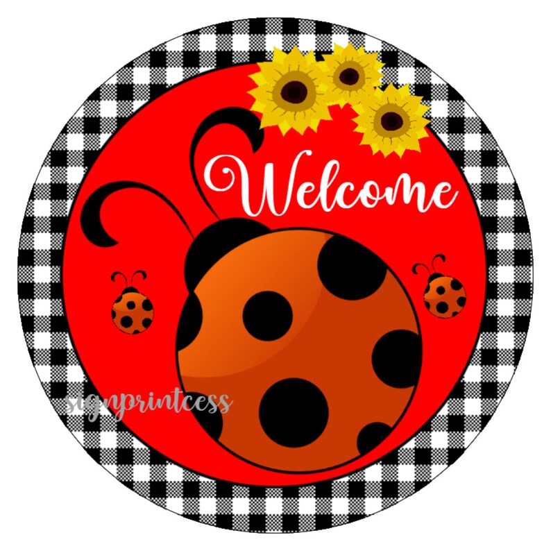 Ladybug Sign Spring Sign Metal Wreath Sign Ladybug Welcome - Etsy