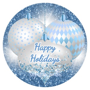 Happy Holidays Sign, Christmas Wreath Sign, Blue and White Christmas ...