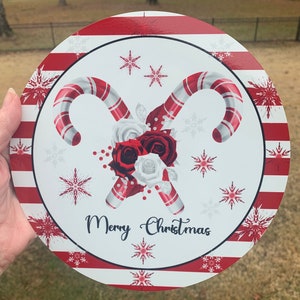 Candy Cane Sign, Metal Wreath Sign, Christmas Sign for Wreaths, Old ...